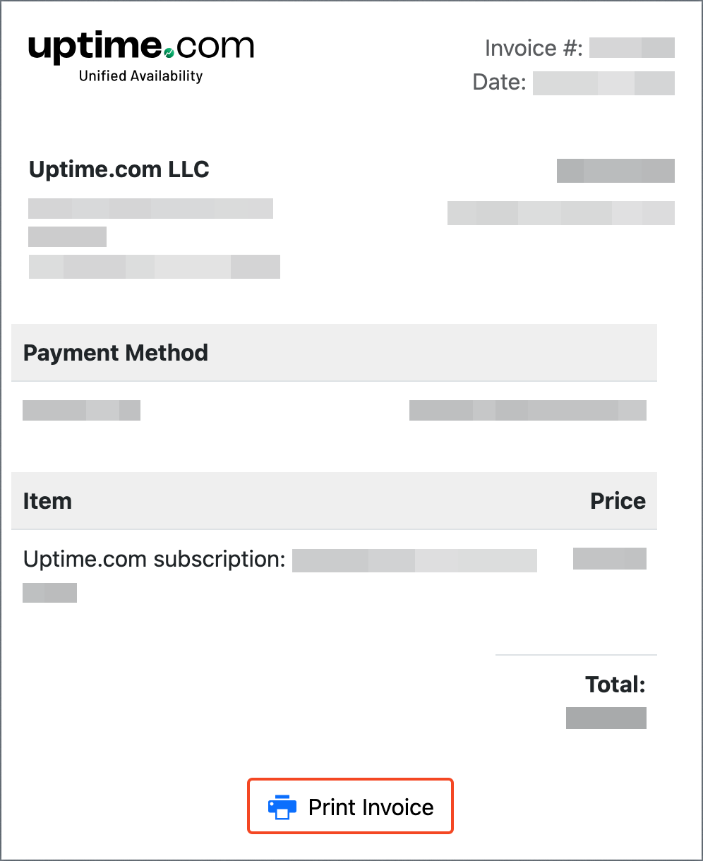How can I get invoices in PDF format? – Uptime.com